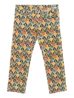 R13 Printed Cropped Jeans - Orange