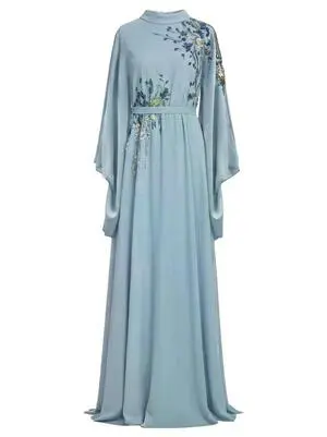 SAIID KOBEISY High-neck Embroidered Gown - Blue
