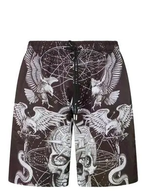 Philipp Plein Tattoo Print Shorts - Black