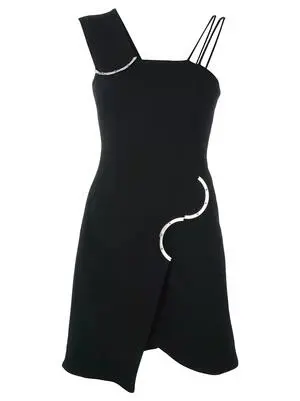 David Koma Asymmetric Wool Dress - Black