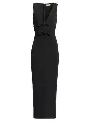 Elie Saab Bow-detail V-neck Midi Dress - Black