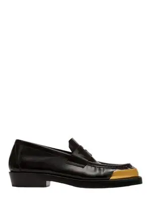 Balmain Square-toe Leather Loafers - Black