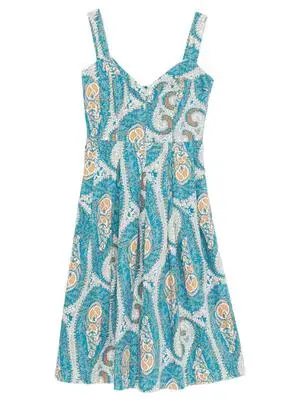 Etro Paisley Print Midi Dress - Blue
