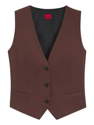 Hugo Regular-fit Waistcoat In Stretch Fabric - Dark Brown