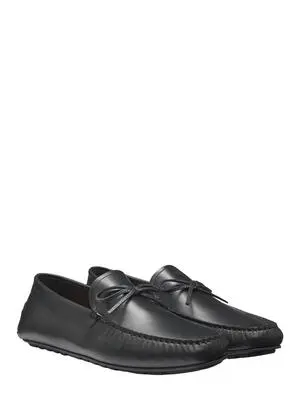 BOSS Leather Driver Moccasins With Bow - Black