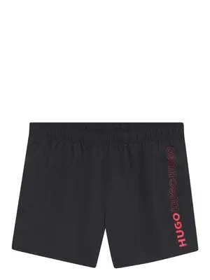 Hugo Swim Shorts With Printed Logos - Black