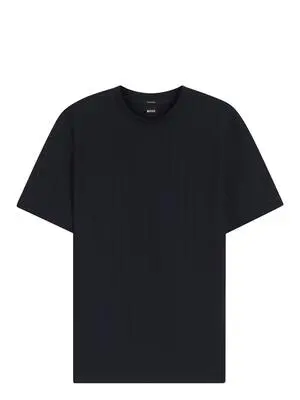 BOSS Vertical-stripe T-shirt In Mercerised Cotton - Dark Blue