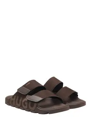 Hugo Faux-suede Slides With Logo - Light Brown