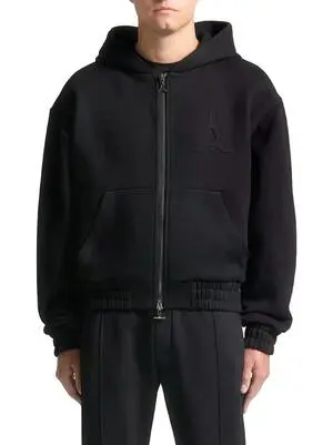 Manière De Voir Embossed-logo Zip-up Hoodie - Black