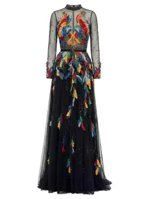 SAIID KOBEISY Embroidered Maxi Dress - Black