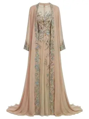 SAIID KOBEISY Sequin-embellished Cape Gown - Neutrals