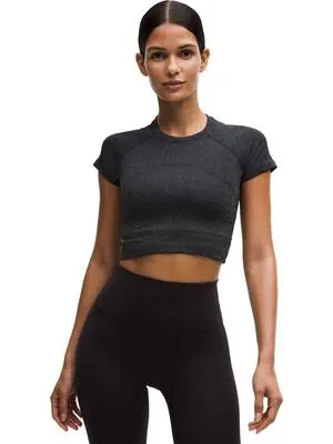 Lululemon Swiftly Tech Cropped Short-sleeve Shirt 2.0 - Black/rainbow Lurex