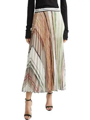 MISSONI Flame Space Dye Stripe Pleated Midi Skirt