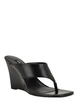 Nine West Presa Wedge Flip Flop - Black/black