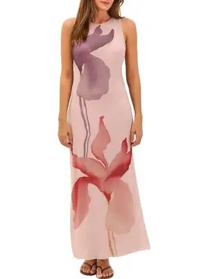 VIX PAULA HERMANNY Floral Print Mesh Cover-up Maxi Dress - Multi