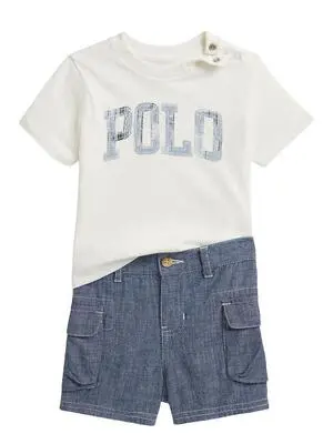 Ralph Lauren Jersey T-shirt & Chambray Shorts Set - Deckwash White