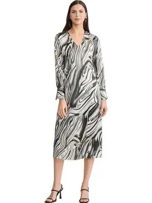 Misook Marble Print Silk Maxi Dress - Black/white