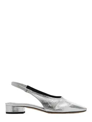 AeydĒ Dua Leather Slingback Pumps Metallic