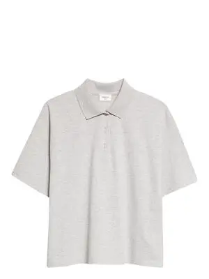 Saint Laurent Oversize Cotton Blend Piqué Polo - Gris Chine