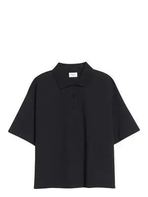Saint Laurent Oversize Cotton Blend Piqué Polo - Noir