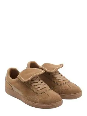 Mango Low Top Suede And Leather Sneakers - Sand