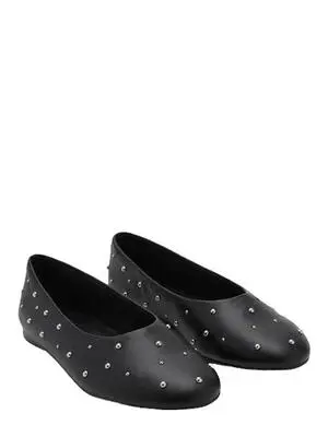 Mango Studded Ballet Flats - Black