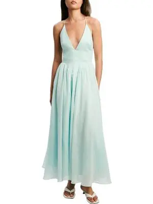 Bardot Arletha Halter Fit & Flare Maxi Dress - Soft Blue