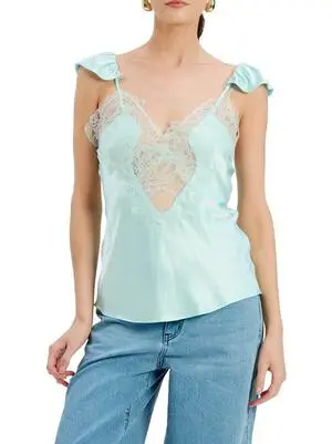 Bardot Ivy Lace Inset Camisole - Aqua