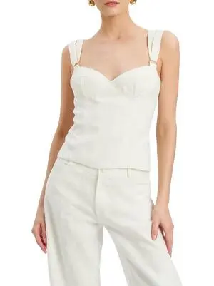 Bardot Serafina Linen Corset Top - Ivory
