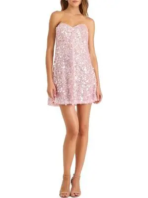 HELSI Mimi Sequin Strapless Mini Dress - Baby Pink