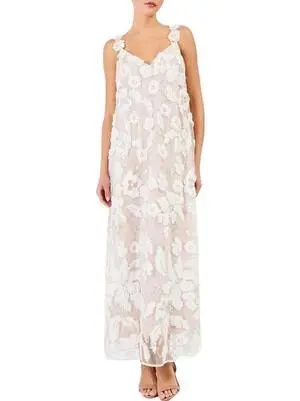 HELSI Adina Floral Embroidered Slipdress - Off White