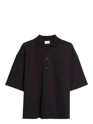 Saint Laurent Embroidered Cotton Piqué Polo - Noir