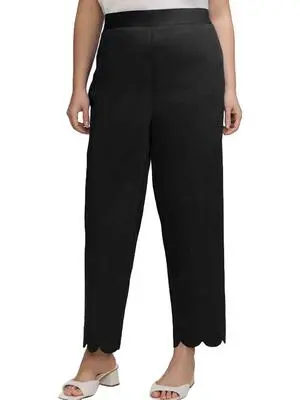 Foxcroft Elaine Scallop Hem Crop Pants - Black
