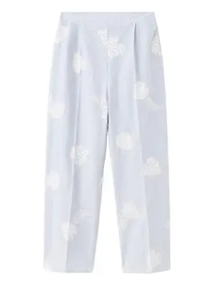 Mango Embroidered Stripe Straight Leg Pants - Blue