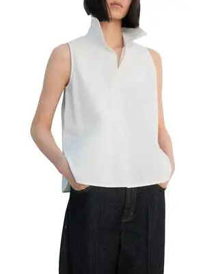 Mango Sleeveless Cotton Shirt - White