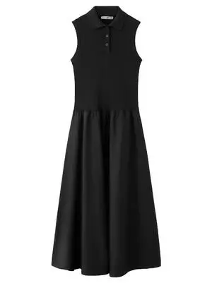 Mango Mixed Media Midi Dress - Black