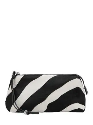 Mango Genuine Calf Hair Cosmetic Bag - Black