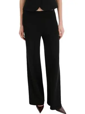 Mango Elastic Waist Straight Leg Suit Pants - Black