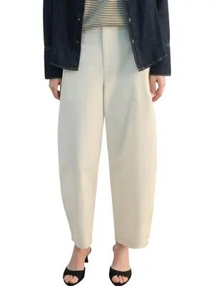 Mango Straight Leg Cotton Trousers - Ecru