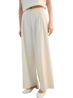 Mango Pleated Straight Leg Trousers - Ecru