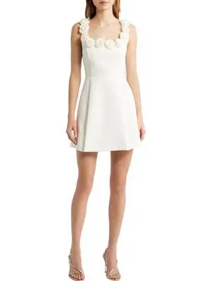 LUCY PARIS Rosette Trim Cocktail Minidress - Cream