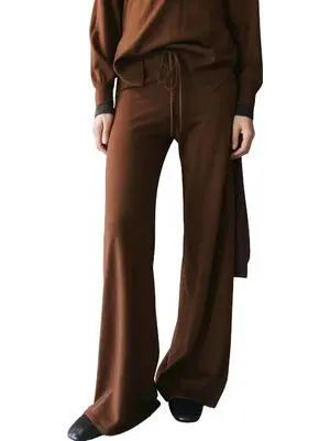Mango Kendrik Knit Drawstring Pants - Caramel