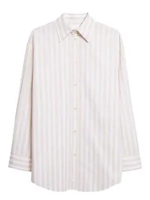 Saint Laurent Striped Cotton Button-up Shirt - Craie Beige