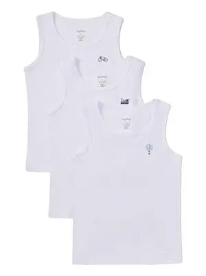MEMOI Ribbed Tank Top 3-pair Pack - White
