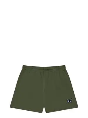 DALIX Dalix Embroidered Butterfly Fleece Jogger Sweatshorts Olive