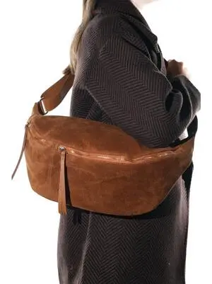 FOREVER & ALWAYS SHOES Sola Leather Body Bag - Brown Suede