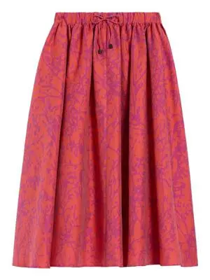Max Mara Jacquard Cotton And Silk Midi Skirt - Coral