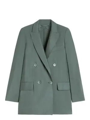 Max Mara Double-breasted Wool And Silk Blazer - Dark Green