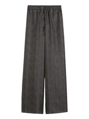 Max Mara Printed Wide-leg Silk Trousers - Black White
