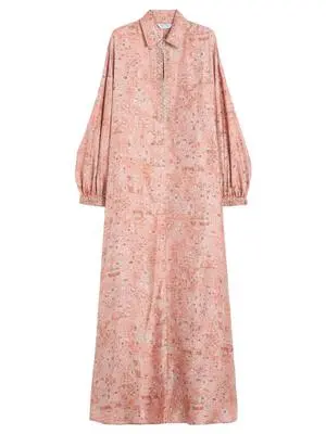 Max Mara Printed Twill Kaftan - Coral